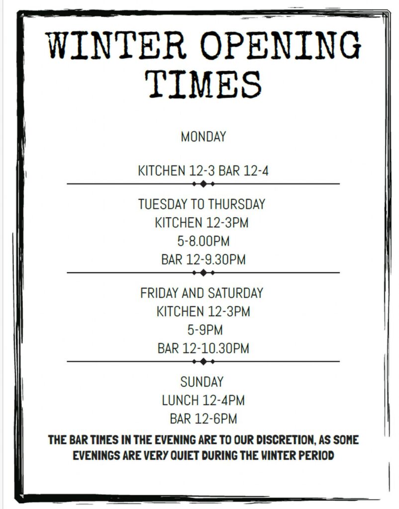 SUNDAY MENU - The New Inn at Winchelsea